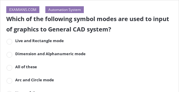 Which of the following symbol modes are used to input of graphics to ...