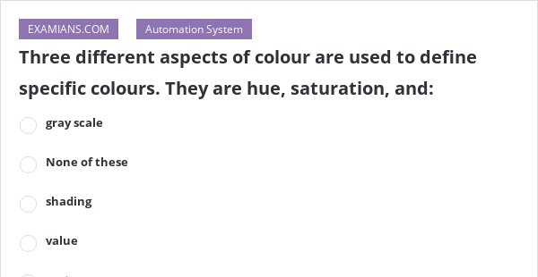 Three different aspects of colour are used to define specific colours ...