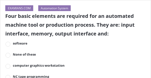 Four basic elements are required for an automated machine tool or ...