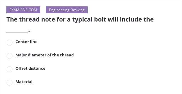 The thread note for a typical bolt will include the _________. | EXAMIANS