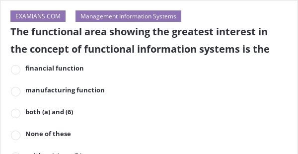 The functional area showing the greatest interest in the concept of ...