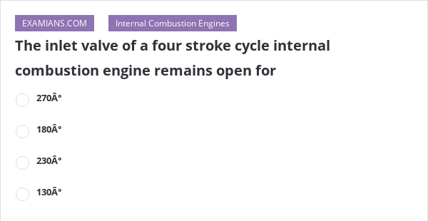 The inlet valve of a four stroke cycle internal combustion engine ...