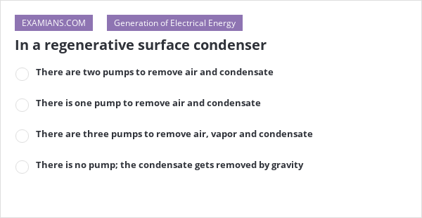 In a regenerative surface condenser | EXAMIANS