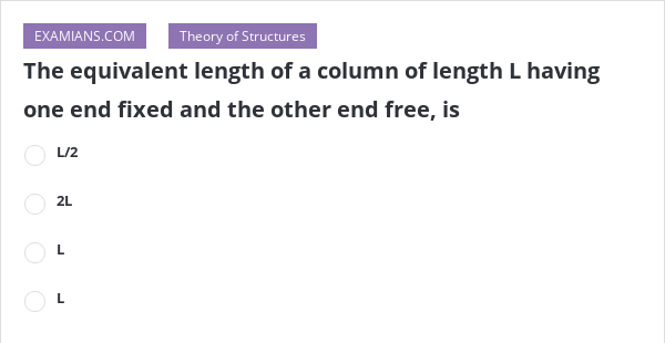 The equivalent length of a column of length L having one end fixed and ...
