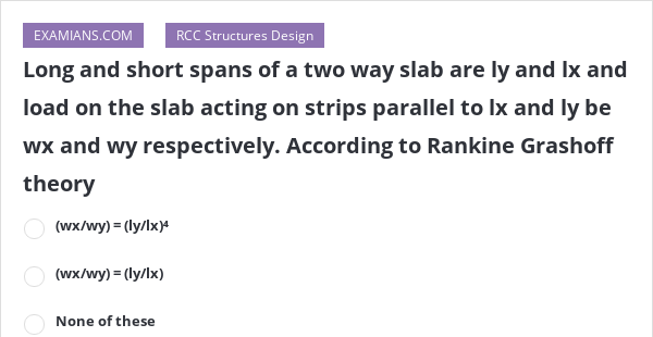 Long and short spans of a two way slab are ly and lx and load on the ...