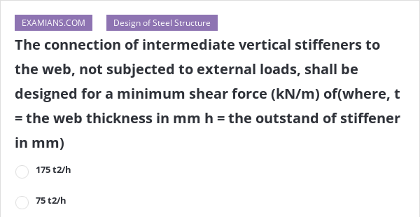 The connection of intermediate vertical stiffeners to the web, not ...