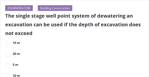 The single stage well point system of dewatering an excavation can be ...