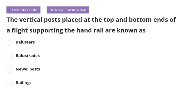 The vertical posts placed at the top and bottom ends of a flight ...