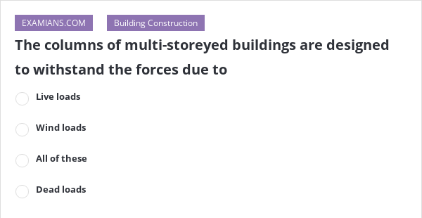 The columns of multi-storeyed buildings are designed to withstand the ...