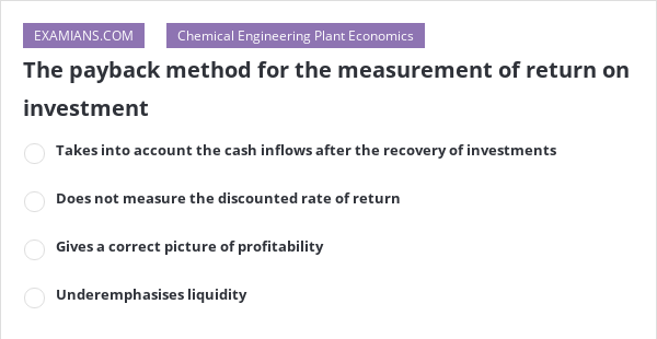 The payback method for the measurement of return on investment | EXAMIANS
