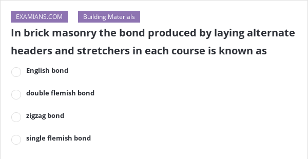 In brick masonry the bond produced by laying alternate headers and ...