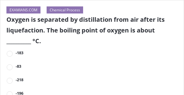 Oxygen is separated by distillation from air after its liquefaction ...