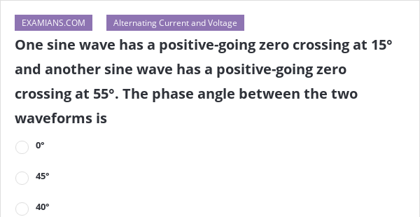 One sine wave has a positive-going zero crossing at 15° and another ...