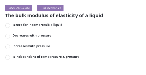 The bulk modulus of elasticity of a liquid | EXAMIANS