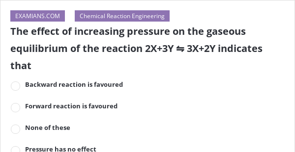 The effect of increasing pressure on the gaseous equilibrium of the ...
