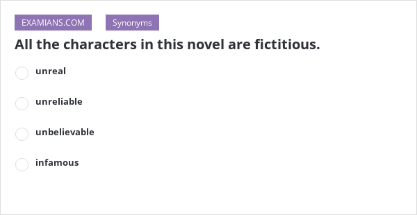 All the characters in this novel are fictitious. | EXAMIANS