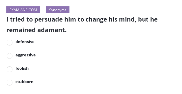 I tried to persuade him to change his mind, but he remained adamant ...