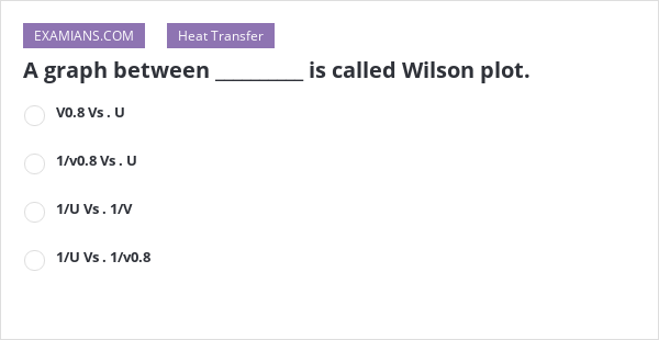 A graph between __________ is called Wilson plot. | EXAMIANS