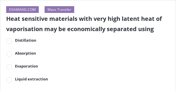 Heat sensitive materials with very high latent heat of vaporisation may ...