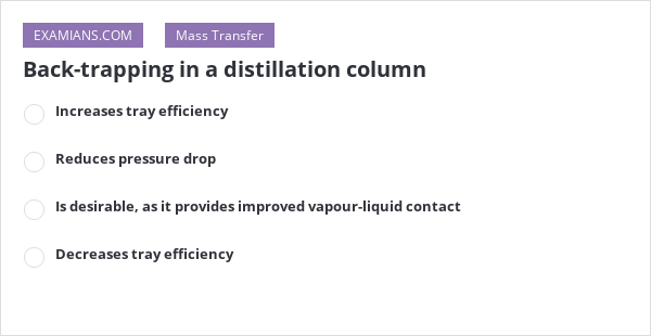 Back-trapping in a distillation column | EXAMIANS