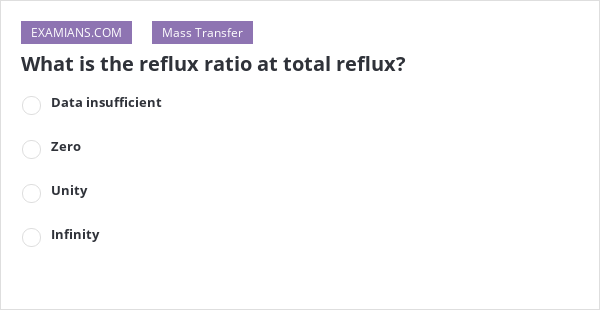 What is the reflux ratio at total reflux? | EXAMIANS