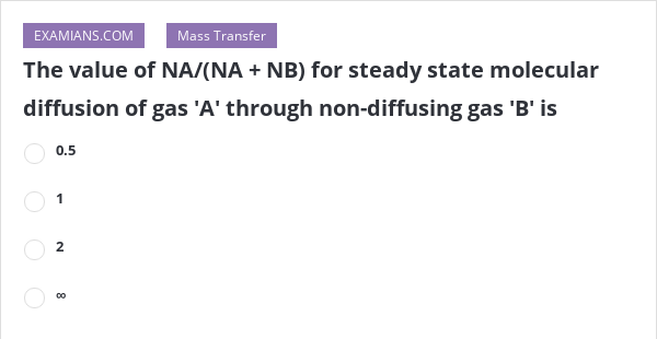 The value of NA/(NA + NB) for steady state molecular diffusion of gas 'A' through non-diffusing ...
