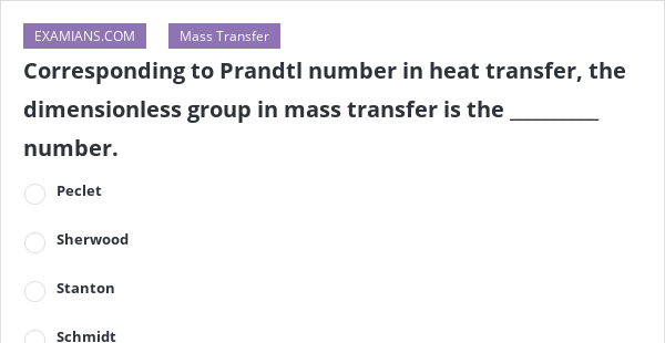 Corresponding to Prandtl number in heat transfer, the dimensionless ...