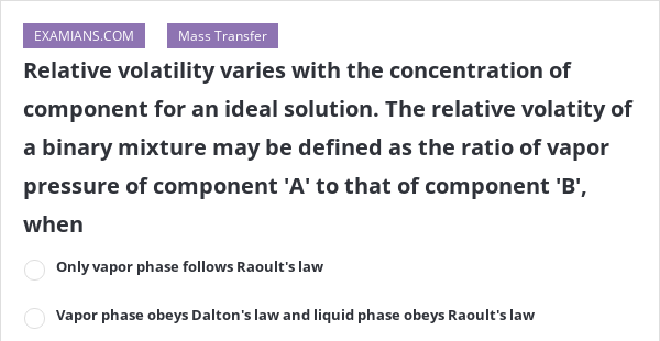 Relative volatility varies with the concentration of component for an ...