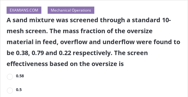 A sand mixture was screened through a standard 10-mesh screen. The mass ...