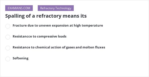 Spalling of a refractory means its | EXAMIANS