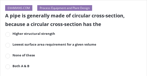 A pipe is generally made of circular cross-section, because a circular ...