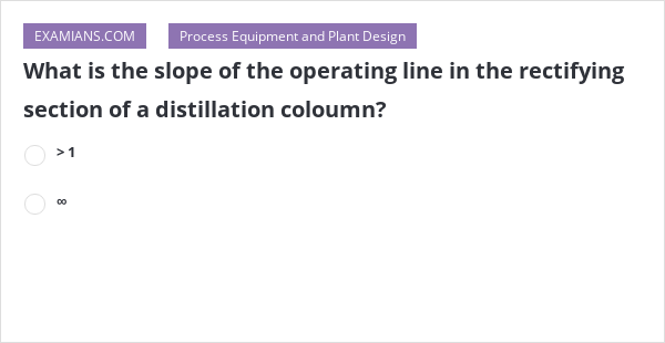 What is the slope of the operating line in the rectifying section of a ...