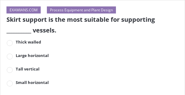 Skirt support is the most suitable for supporting __________ vessels ...