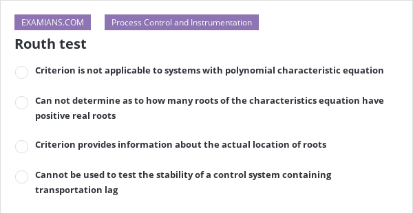 Routh test | EXAMIANS