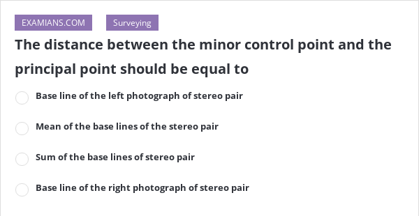 The distance between the minor control point and the principal point ...