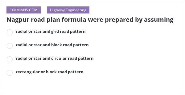 Nagpur road plan formula were prepared by assuming | EXAMIANS