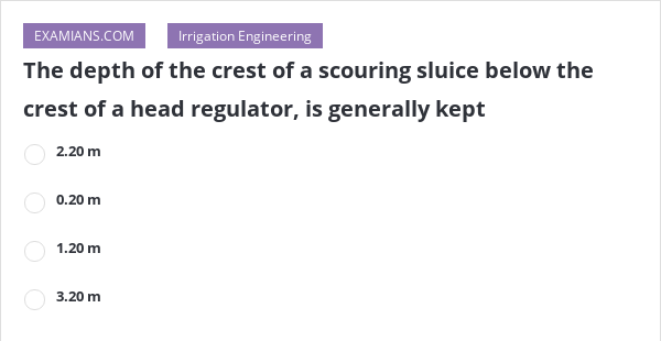 The depth of the crest of a scouring sluice below the crest of a head ...