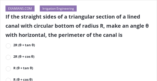 If the straight sides of a triangular section of a lined canal with ...