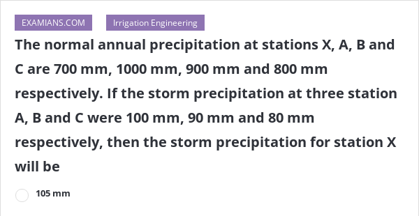The normal annual precipitation at stations X, A, B and C are 700 mm ...