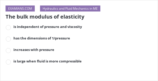 The bulk modulus of elasticity | EXAMIANS