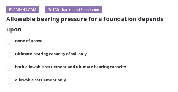 Allowable bearing pressure for a foundation depends upon | EXAMIANS