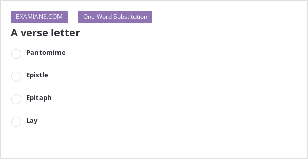 A verse letter | EXAMIANS