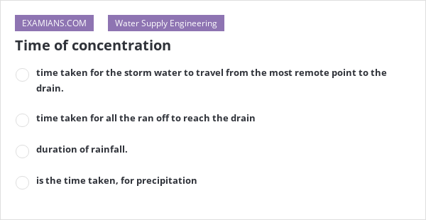 Time of concentration | EXAMIANS
