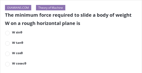 The minimum force required to slide a body of weight W on a rough ...