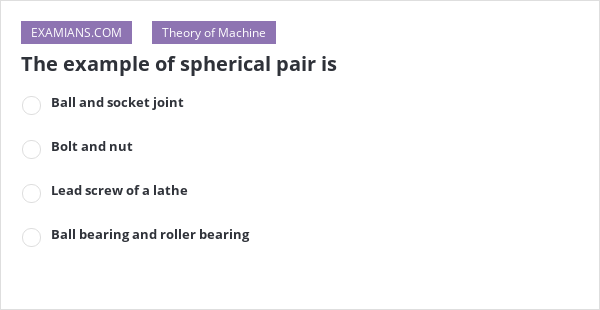 The example of spherical pair is | EXAMIANS