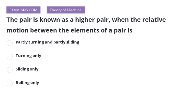 The pair is known as a higher pair, when the relative motion between ...