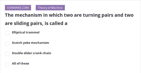 The mechanism in which two are turning pairs and two are sliding pairs ...
