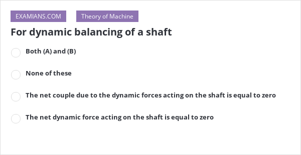 For dynamic balancing of a shaft | EXAMIANS