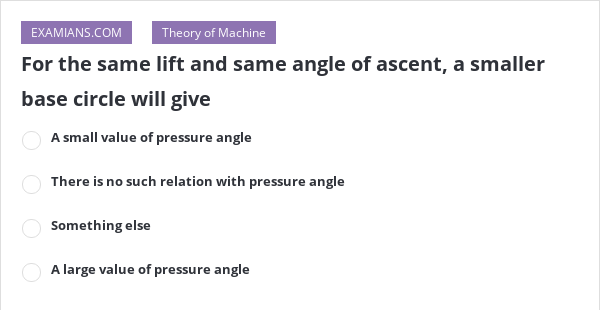 For the same lift and same angle of ascent, a smaller base circle will ...