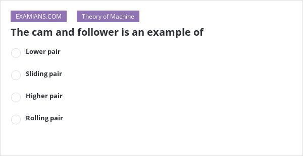 The cam and follower is an example of | EXAMIANS